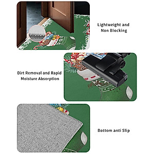 Indoor Door Mat Washable Mat 16x24 Inch - Outdoor Non-Slip Mat Absorbent Resist Dirt Doormats Socks Pattern Green Floor Mat for Entryway Patio Bathroom