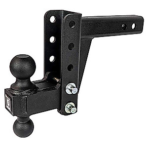 Bulletproof Hitches™ 2.0" Adjustable Medium Duty (14,000lb Rating) 4" Drop/Rise Trailer Hitch with 2" and 2 5/16" Dual Ball (Black Textured Powder Coat)