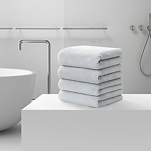 GGT Microfiber Bath Towels, Bath Towel Set 4 Pack (27" x 55"), Super Soft, Absorb and Fast Drying Coral Fleece Towel Set for Bath Fitness, Bathroom, Shower, Sports, Light Grey