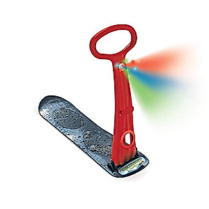 Geospace Original Winter Fun Ski Skooter Sled with Single LED Light: Fold-up Portable Snowboard Kick-Scooter Sled for Use on Snow (RED)