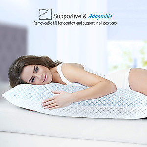 Nestl Cooling Body Pillow - Memory Foam Body Pillow, Cooling Body Pillows for Adults, Gel Infused Cooling Pillow, Adjustable Body Pillows for Sleeping, Breathable Bed Pillows, 20x54 Inch Long Pillow