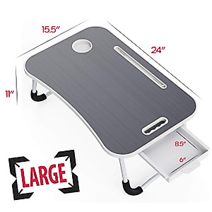 Lap Desk, Foldable Desk Bed Tray, Standing Desk, Laptop Desk, TV Tray Tables for Eating, Bed Table, Bed Desk, Breakfast Tray, Laptop Stand for Bed and Couch, Portable Desk for Dinner, Reading, (Gray)