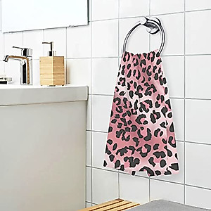 ALAZA Pink Leopard Print Cheetah Tie Dye Hand Towels for Bathroom 1OO% Cotton 2 pcs Face Towel 16 x 28 inch, Absorbent Soft & Skin-Friendly