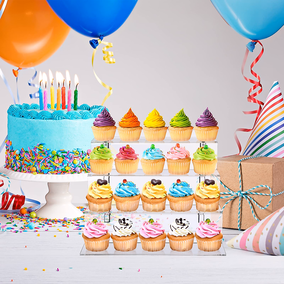 YIDITTHOPE 12 Inch Acrylic Shelf in 3 Pack, 4 Tier Perfume and Cologne Organizer, Funko POP Shelves Tiered Riser Display Stand, Acrylic Display for Decoration