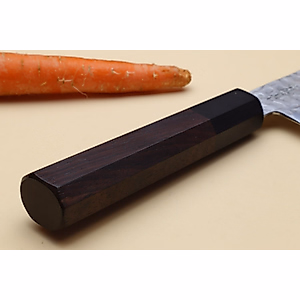 Yoshihiro Super Blue Steel Stainless Clad Hammered Gyuto Chefs Knife Rosewood Handle (8.25"(210mm) & Saya)