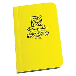 Rite in the Rain Weatherproof Beef Calving Record Notebook, 3" x 4 5/8", Yellow Cover (No. 1621)