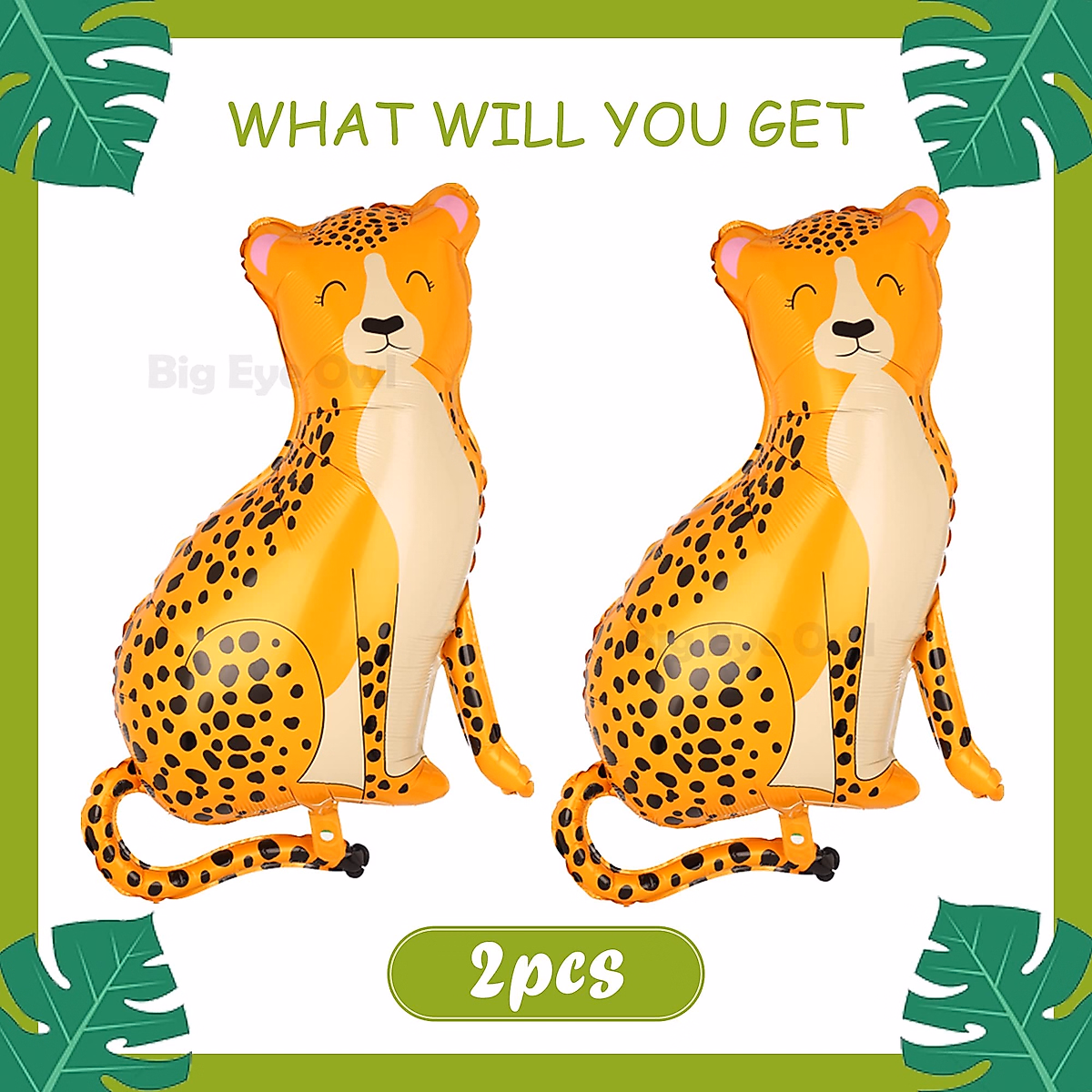 Giant Leopard Foil Balloons Jungle Safari Animal Birthday Party Decorations Mylar Balloon For Boy Kids Wild One Theme Birthday Party Decor Baby Shower Zoo