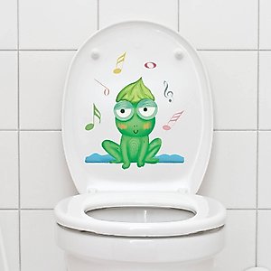 Cute Music Frog Stickers Toilet lid Stickers Wall Decals Animal Wall Stickers for Bedroom Wall Art Mural for Living Room Kids Room Wall Decor