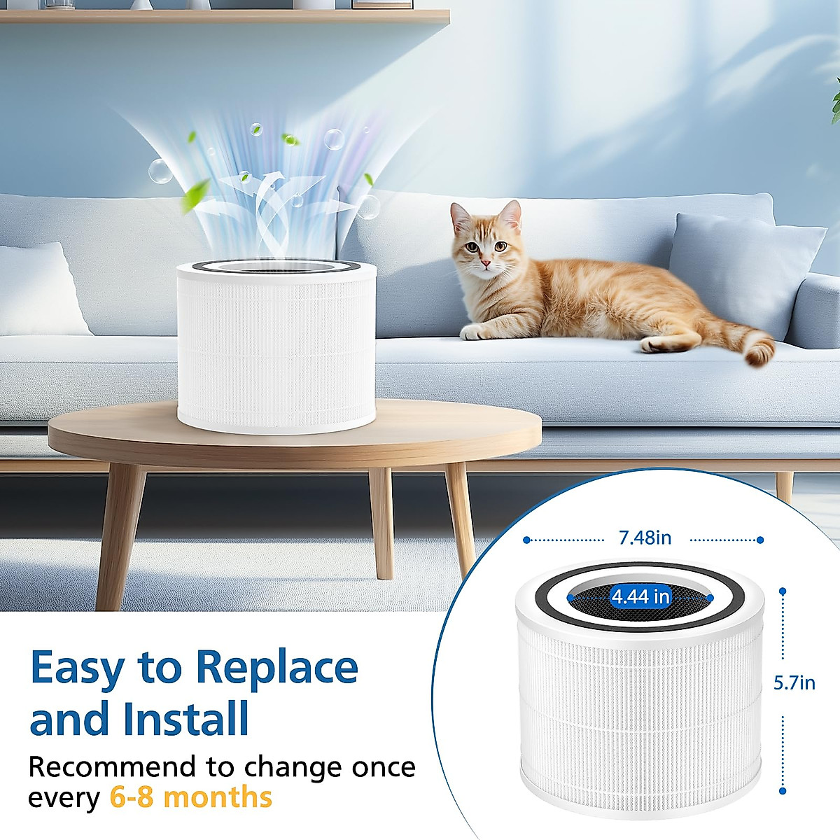 2 Pack 14 True HEPA Replacement Filter Compatible with 240 Air Purifier, 3-in-1 True HEPA Filter Replacement with HP-14 Activated Carbon Filter