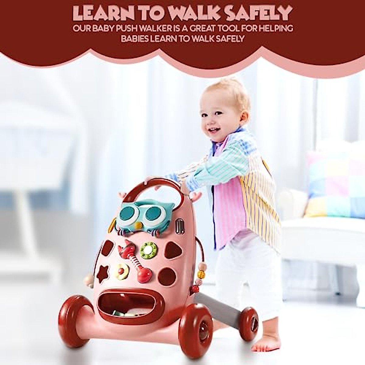RushFo Interactive Baby Push Walker with Speed Control Features, Safe & Stable Design, Sit to Stand Walker, Best Gift for Christmas, Birthday & Special Occasion