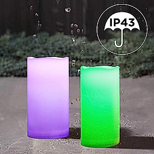 salipt LED Multi Colored Flameless Candles, LED Flickering Candles Set of 6 (H 6" xD 3") Battery Operated Candles,Waterproof Flameless Candles, Resin Plastic, Indoor Outdoor Use for Gifts Halloween