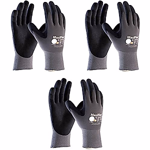 Maxiflex 34-874 Ultimate Nitrile Grip Work Gloves, Large, 3 Pair