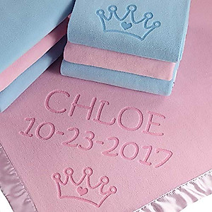 Custom Catch Personalized Princess Baby Blanket for Girl - Newborn or Infant Name Gift - Pink or Blue (2 Text Lines)