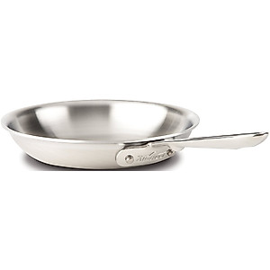 All-Clad D5 5-Ply Brushed Stainless Steel Fry Pan 8 Inch Induction Oven Broiler Safe 600F Pots and Pans, Cookware Silver