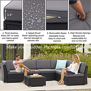iArtHand Patio Sofa Set with Coffee Table Outdoor Sectional Set Patio Conversation Set Patio Furniture Sets All Weather PE Rattan with Thickened Cushion, Manual Weaving