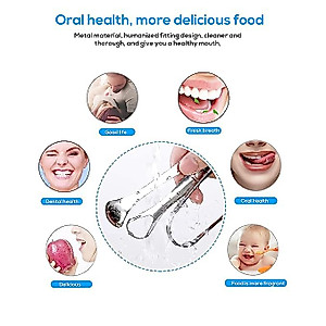 Sopurrrrdy 4PCS Metal Tongue Scraper Portable Stainless Steel Tongue Scrubber For Child And Adults Removing Bad Breath White Layer Oral Care Cleaning Tools