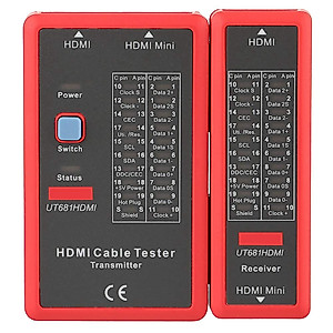HDMI Mini-HDMI Battery Operated Data High Definition Cable Tester Continuity Checker 20 LED Light Status Indictor to Check Disorder Short Open and Cross Connection