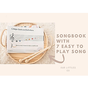 Our Littles Co Neutral Xylophone Instrument | Montessori Musical Toy for Toddlers & Kids Song Book | Educational Developmental Sensory Toys Non-Toxic Safe Gift Organic | Designed in USA