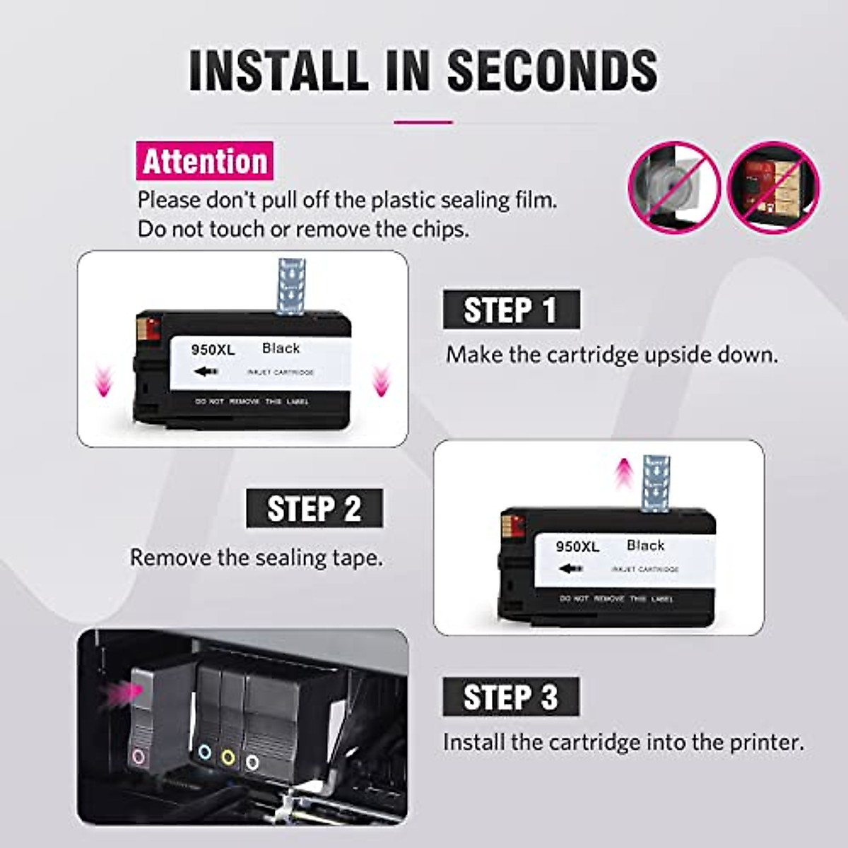 ALLWORK New Chip 950XL 951XL Compatible Ink Cartridges Replacement for HP 950XL 951XL High Yield Ink Works with HP Officejet Pro 8100 8600 Plus 8610 8615 8620 8625 8630 8640 8660 251dw 276dw 5(2KCMY)