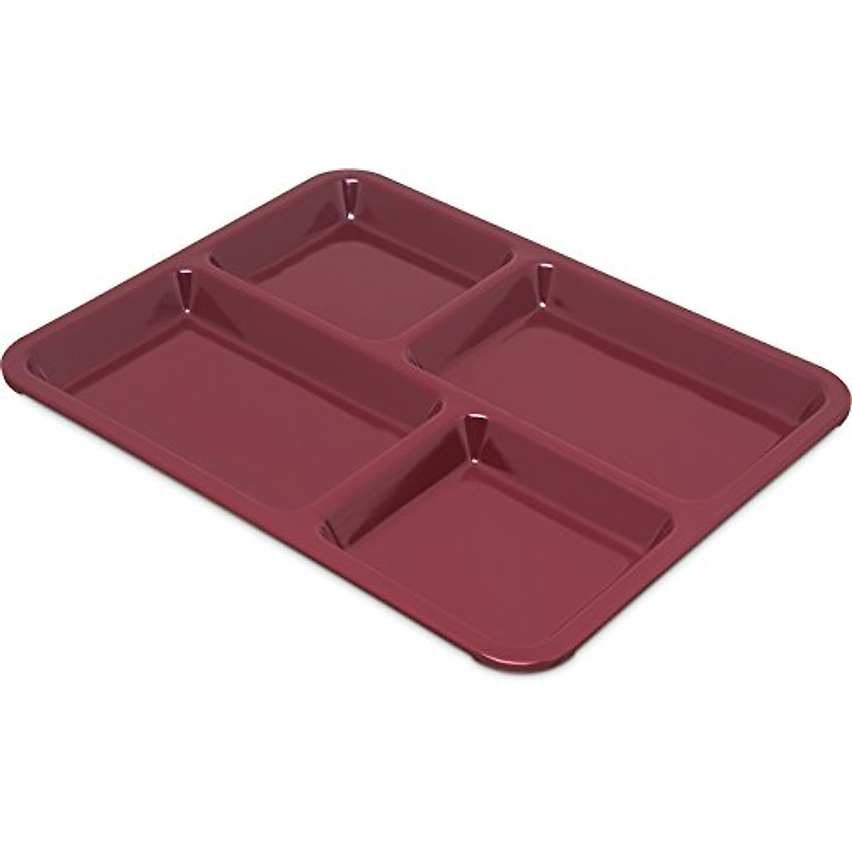 Carlisle FoodService Products Right Hand 4-Compartment Cafeteria / Fast Food Tray, 8.5" x 11", Dark Cranberry