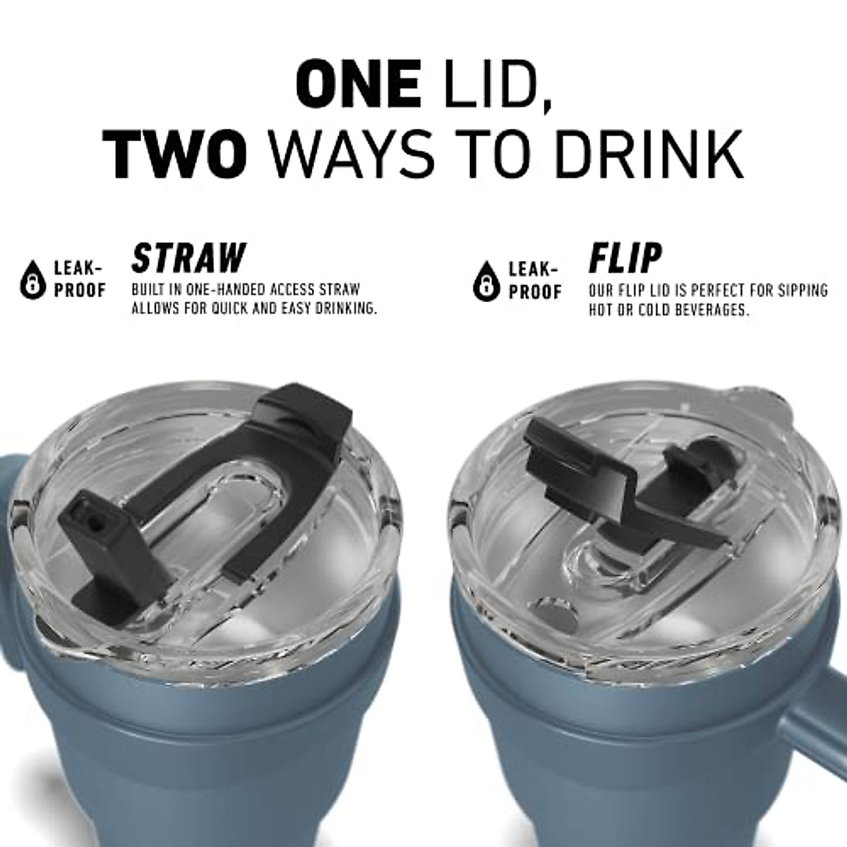 Hydrapeak Roadster 40oz Tumbler with Handle and 2-in-1 Straw Lid, Insulated Leak Proof Double Walled Stainless Steel Coffee Travel Mug - Keeps Cold for 34 Hours or Hot for 10 Hours (Ice)