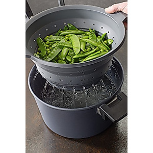 Woll Insert & Lid Concept Plus Diamond Reinforced Nonstick Stockpot with Silicone Insert and Lid, 8-Quart, 11-Inch Diameter, Gray