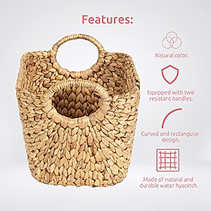 Compactor Caracas Water Hyacinth Storage Baskets, Handmade Large Wicker Basket For Laundry Bed Linen Towels, Wicker Baskets for Storage, Living Room Blanket Storage, Brown Basket - 18 x 11 x 11 inch