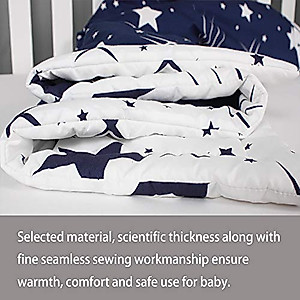 Belsden Ultra Soft Star Baby Comforter, Cozy Breathable Lightweight Crib Quilt for Boys Girls, 34" x 44" Nursery Bedding Baby Toddler Quilted Blanket, Duvet Insert, Space Star Navy Blue