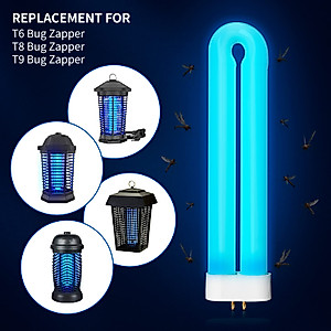 Belleone 15W Bug Zapper Light Bulb Replacement for T6 T8 T9 Lamp, FUL 15 Watt BL, 4-Pin Base, U Shaped Twin Tube Bulb for Outdoor Indoor, 2 Pack