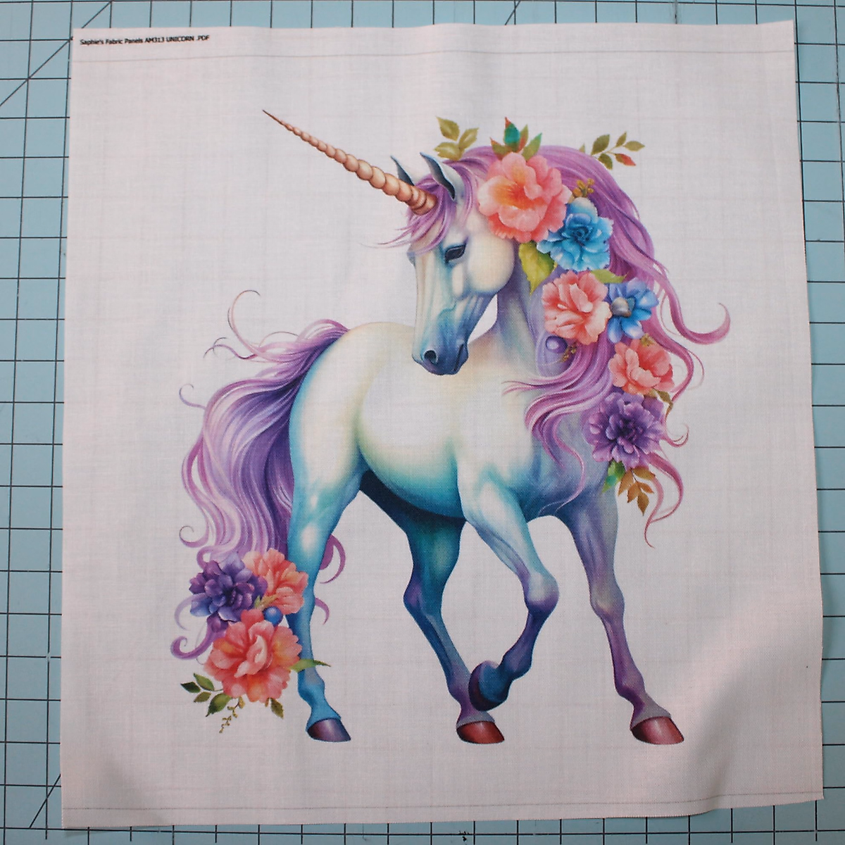 Fabric Panel 8"x8" Unicorn 100% Cotton Quilting Panel Square AM313