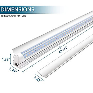 Barrina LED Shop Light, 4FT 40W 5000LM 5000K with Reflectors, V Shape LED Shop Lights, Daylight White LED for Garage Lights, Clear Cover LED Ceiling Light, T8 Integrated Light Fixture