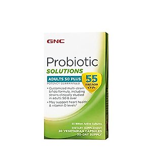 GNC Probiotic Solutions Adults | Customized Vegetarian Formula for Adults 50+, Supports Digestive and Immune Health | 30 Capsules