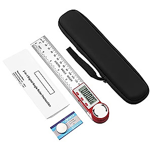 CAMWAY Digital Angle Ruler Protractor 8 Inch,Stainless Steel Digital Angle Finder, Reverse Display, Data Hold LCD Display Zero Locking Function Inside Outside Measuring Ruler