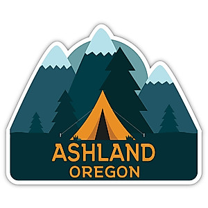 Ashland Oregon Souvenir 4 Inch Vinyl Decal Sticker Camping Tent Design