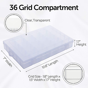 Outdoor 360 Plastic Organizer Box with Dividers 2 pack - 36 Compartment Organizer - Bead Organizer - Best for Bead Storage, Felt Board Letters, Fishing Tackle, Loom Bands (2)