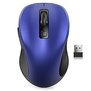 Trueque Wireless Mouse for Laptop, 2.4GHz Ergonomic Computer Mouse with Back & Forward Buttons, 3-Level DPI, 6 Buttons, Optical USB Cordless Mice for Windows Chromebook MacBook PC (Blue)