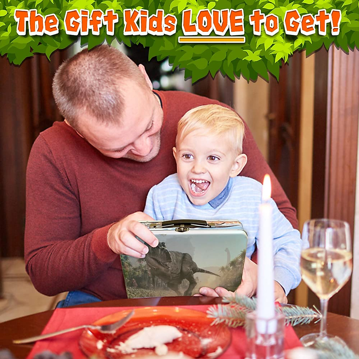 3 Bees & Me Dinosaur Toys for Kids 3-5, 5-7, 8-12 - 12 Large Dino Toy Figures with Storage Box Case - 6 inch Dinosaurs - Toy Dinosaur Gift Set for Boys and Girls for Imaginative Play