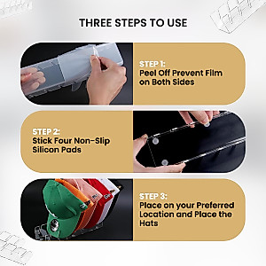 Hat Stand for Baseball Caps, 2 PCs No Install Acrylic Hat Organizer for 14 Baseball Caps, Hat Storage for Baseball Caps, Hat Stands for Display and Organizers for Bedroom, Closet, Dresser, Office