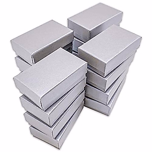 TheDisplayGuys 100-Pack #21 Cotton Filled Cardboard Paper Jewelry Box Gift Case - Pearl Gray (2 5/8" x 1 5/8" x 1")
