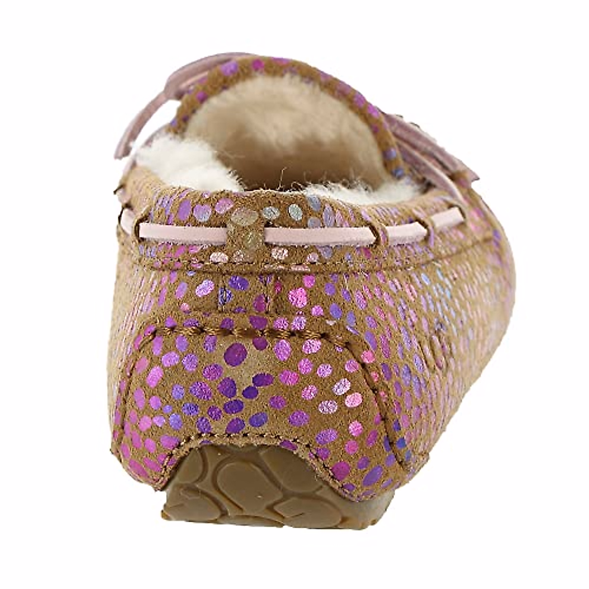 UGG Girls K Dakota Spots Slipper, Chestnut Sparkle Suede, 6 Big Kid