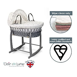 Clair de Lune Deluxe Grey Moses Basket Rocking Stand
