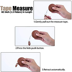 Sewing Tape Measure, Medical Body Cloth Tailor Craft Dieting Measuring Tape, 60 Inch/1.5M Dual Sided Retractable Ruler with Push Button Round(1 Pack, Brown)