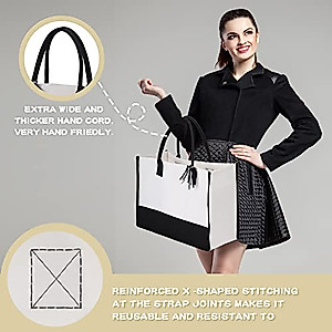 12 Pack Canvas Tote Bags Initial Classic Black and White Present Bag Personalized Canvas Beach Bag for Wedding, Birthday, Beach, Holiday