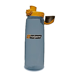 Nalgene Sustain Tritan BPA-Free On The Fly Water Bottle Made with Material Derived from 50% Plastic Waste, 24 OZ, Rhino with Brown/Black