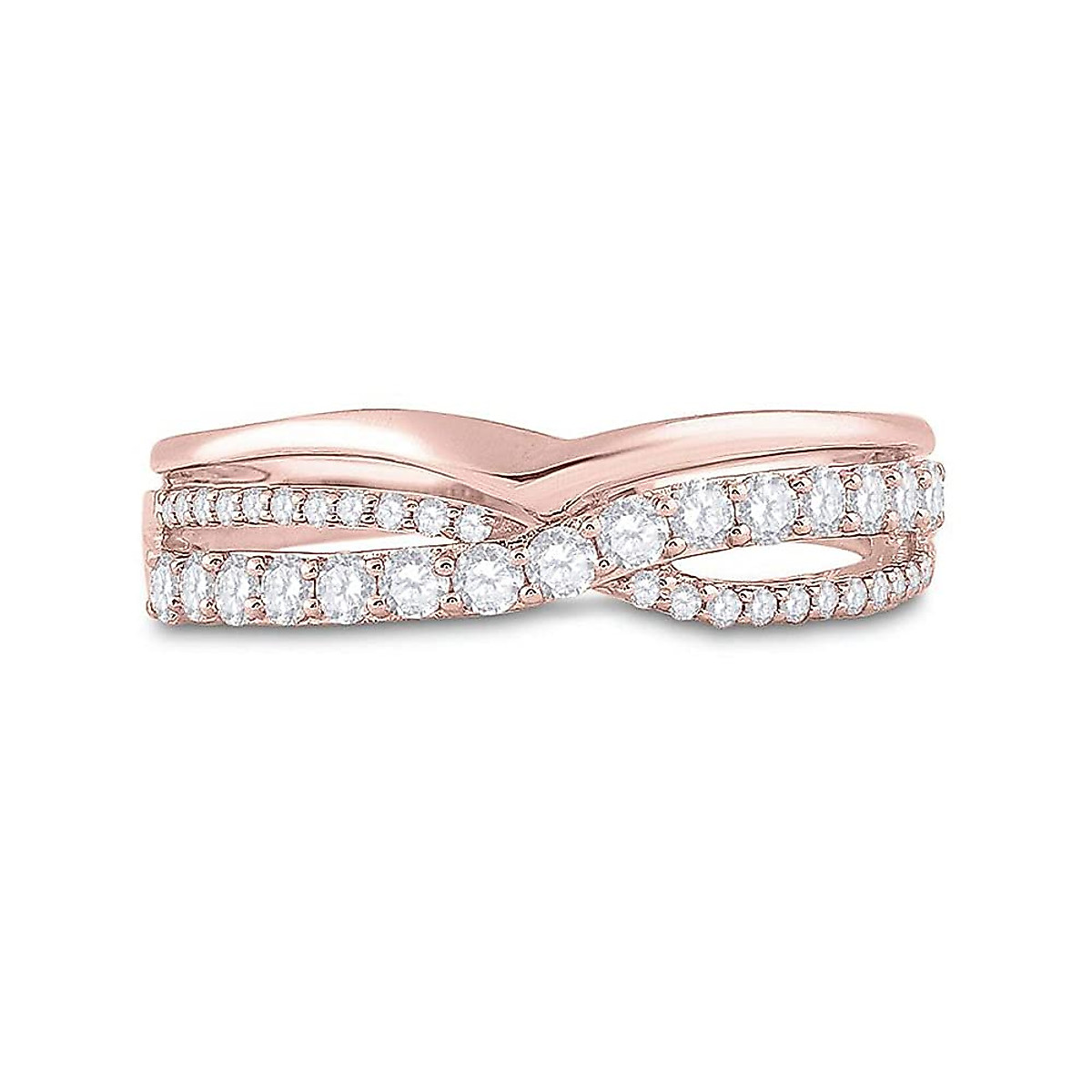 The Diamond Deal 10kt Rose Gold Womens Round Diamond Band Ring 1/2 Cttw