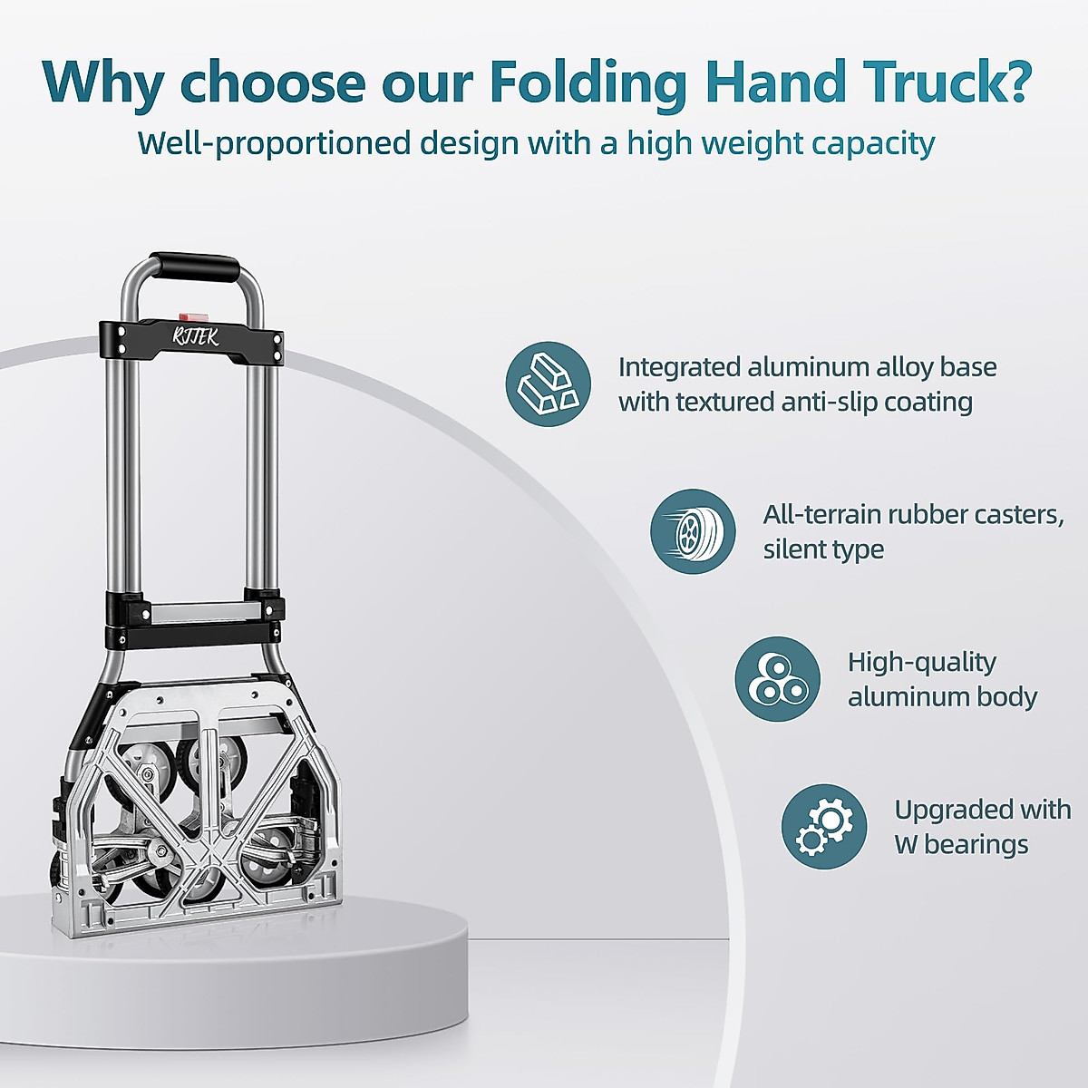 RJTEK 【Upgraded Version】 Stair Climber Hand Truck and Dolly, 220 Lb Capacity Stair Climbing cart Heavy-Duty Trolley Cart Heavy-Duty Luggage cart Stair Dolly Lightweight with Telescoping Handle