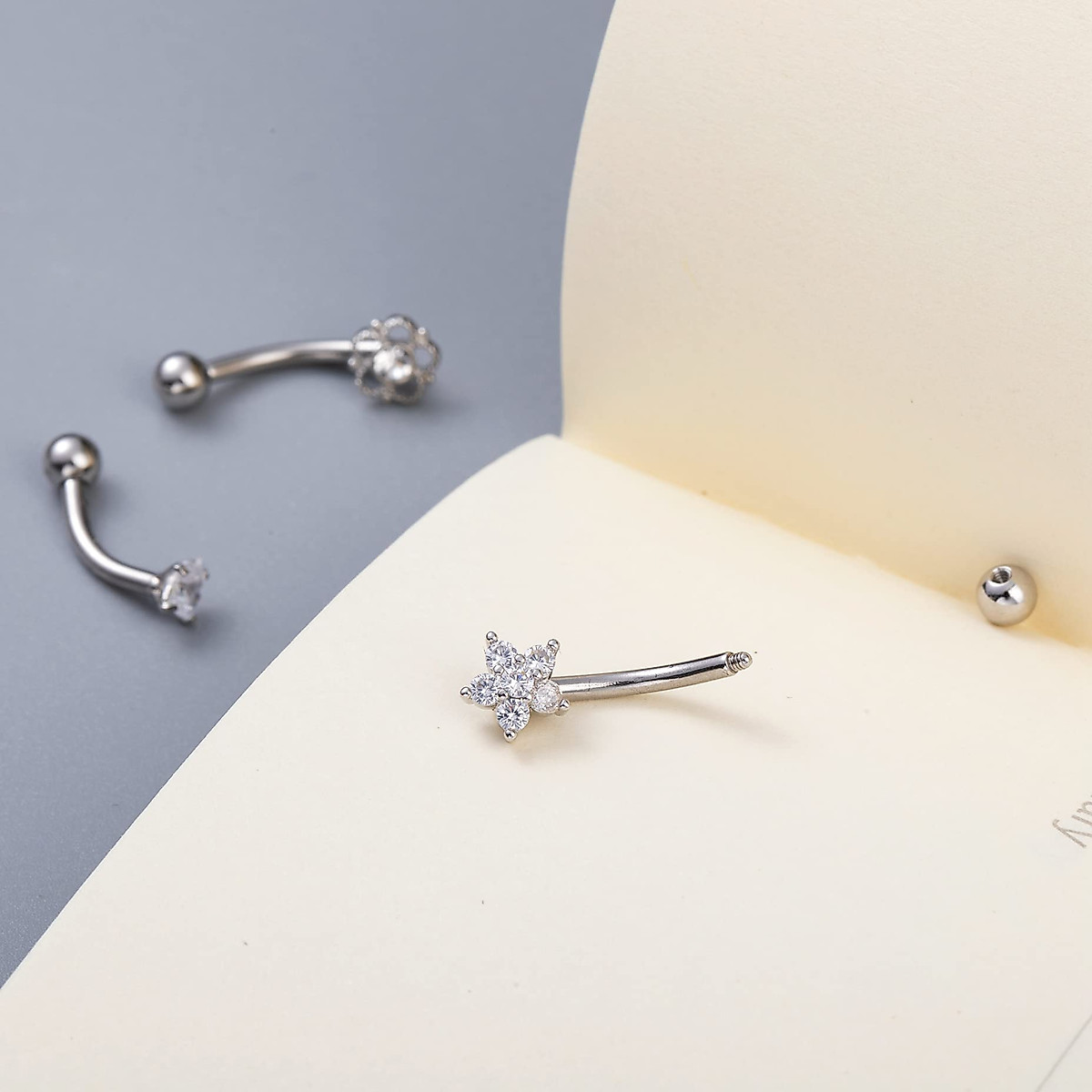 LOAYHOAY 5PCS 14G 316L Stainless Steel Petite Belly Button Rings for Women Dainty Navel Rings Tiny Belly Rings Body Piercing Set 8S