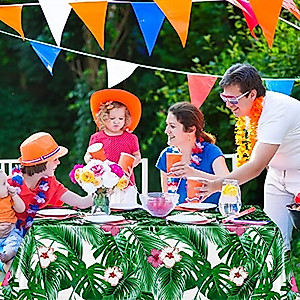durony 2 Packs Hawaii Palm Leaves Plastic Tablecloths Table Cover 54 x 108 Inches Plastic Hawaii Luau Party Table Cloth Cover for Hawaii Luau Birthday Summer Tropical Party Supplies