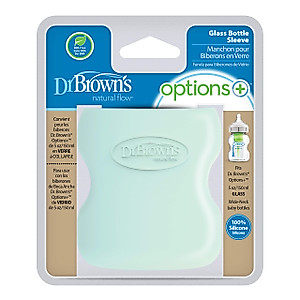 Dr. Brown's Natural Flow Options+ Glass Baby Bottle Sleeves,100% Silicone,5 oz,Wide-Neck,Mint