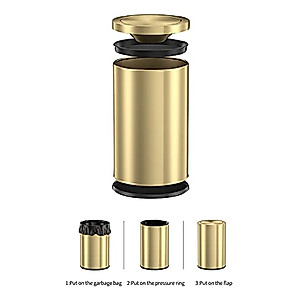 Black Bathroom Trash can with lids, Gold Trash can,Office Trash can,Garbage can with a lid for Bedroom,Living Room,Kitchen (Black with Silver Lid)